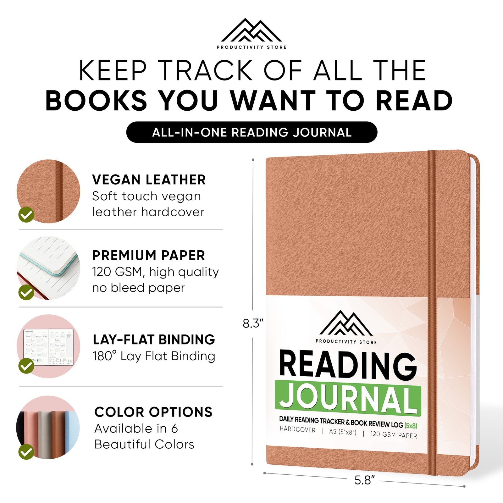 Reading Journal - A5 Size - Book Review & Reading Tracker - Convenient ...