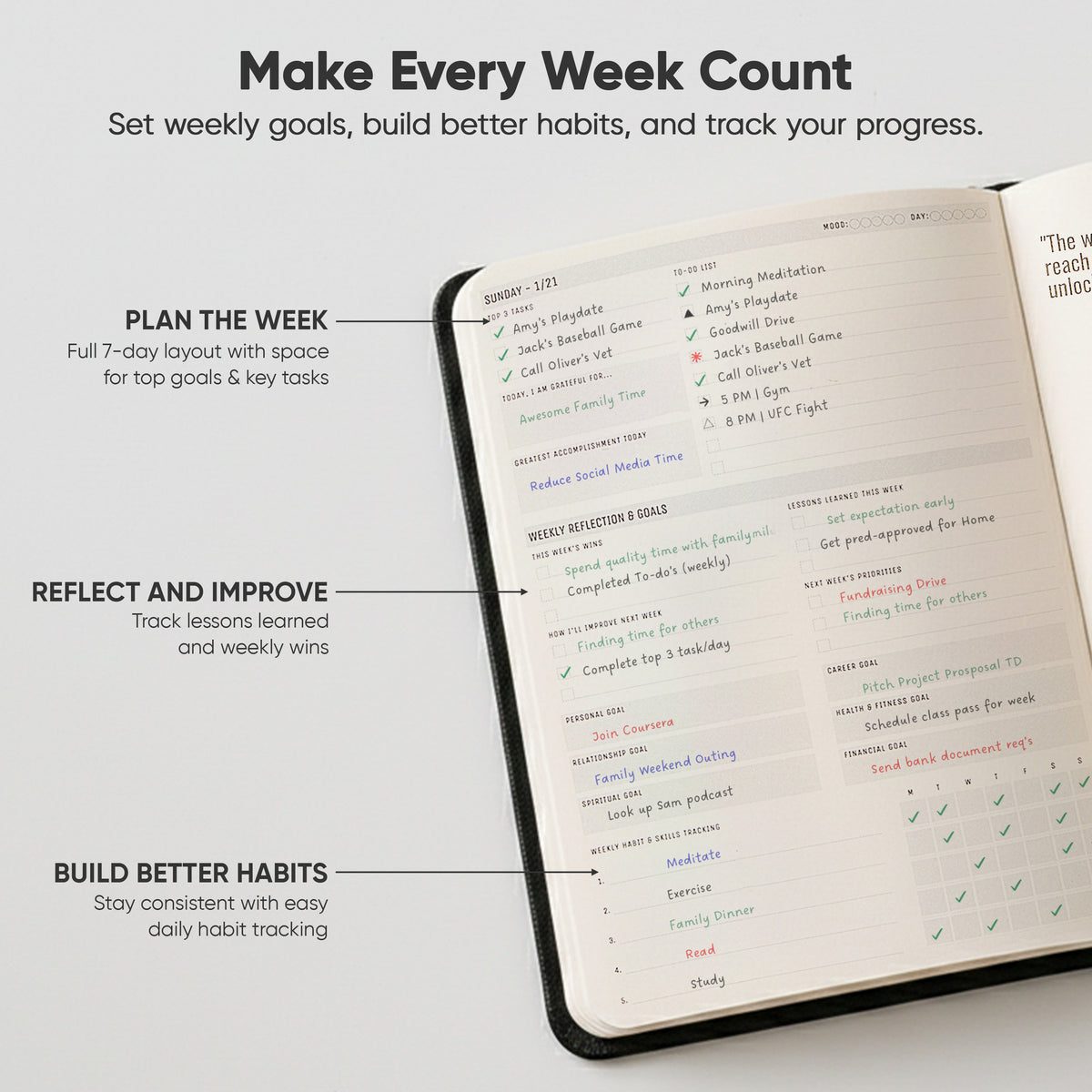 2024 Productivity Store Planner Pro (A5) - Faux Leather Cover - Monthly ...