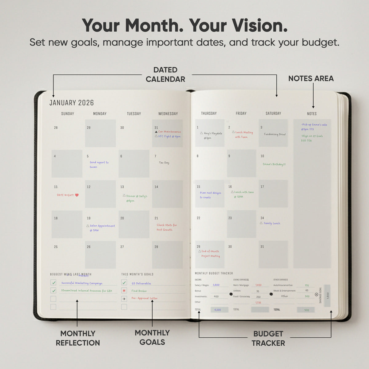 2024 Productivity Store Planner Pro (A5) - Faux Leather Cover - Monthly ...