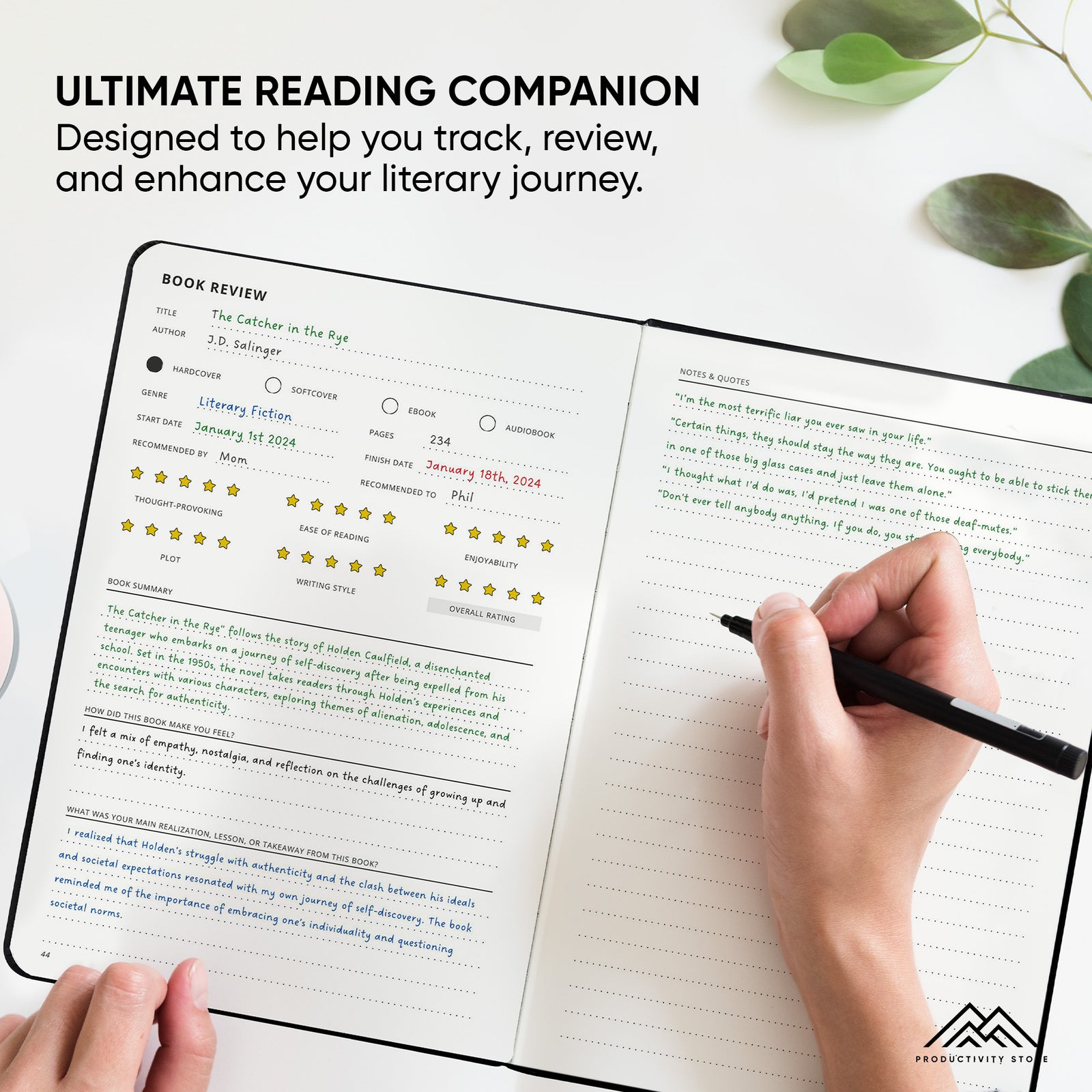 Reading Journal - A5 Size - Book Review & Reading Tracker - Convenient ...
