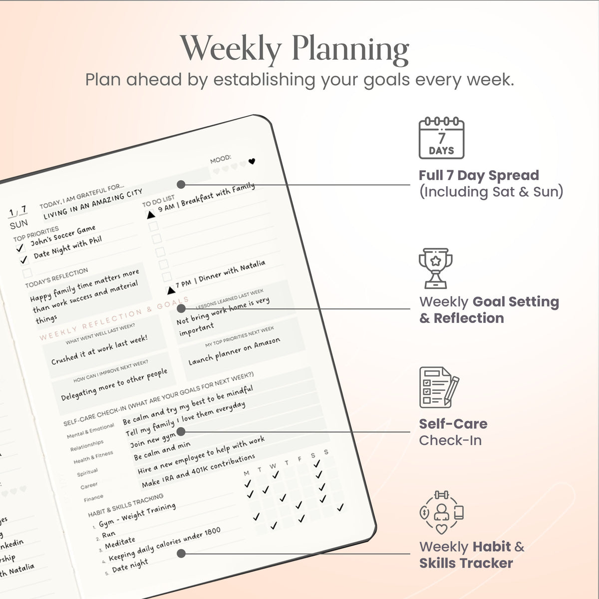 2026 Planner - Planner, Daily Journal & Gratitude Journal With To Do L