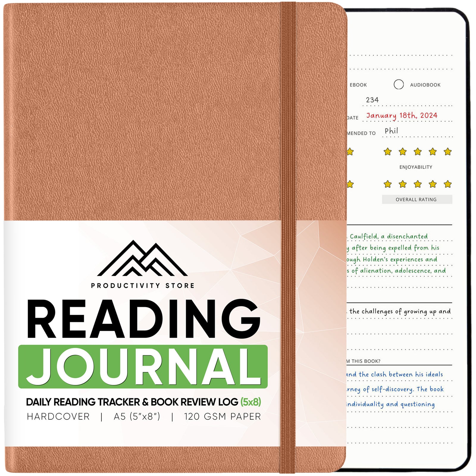 Reading Journal - A5 Size - Book Review & Reading Tracker - Convenient ...